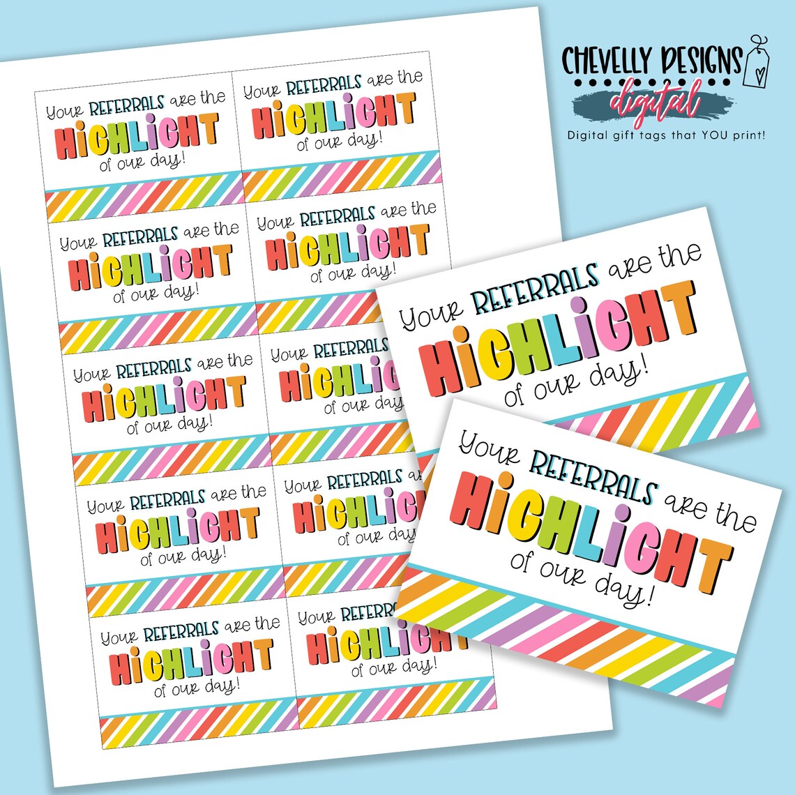 Printable Highlighter Referral Gift Tags INSTANT DOWNLOAD | Etsy