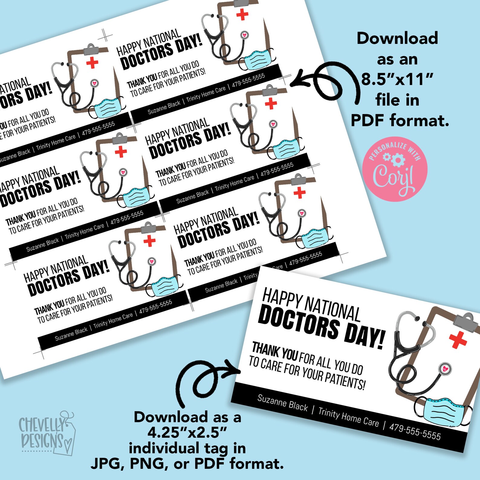 Editable National Doctors Day Appreciation Gift Tags - Etsy