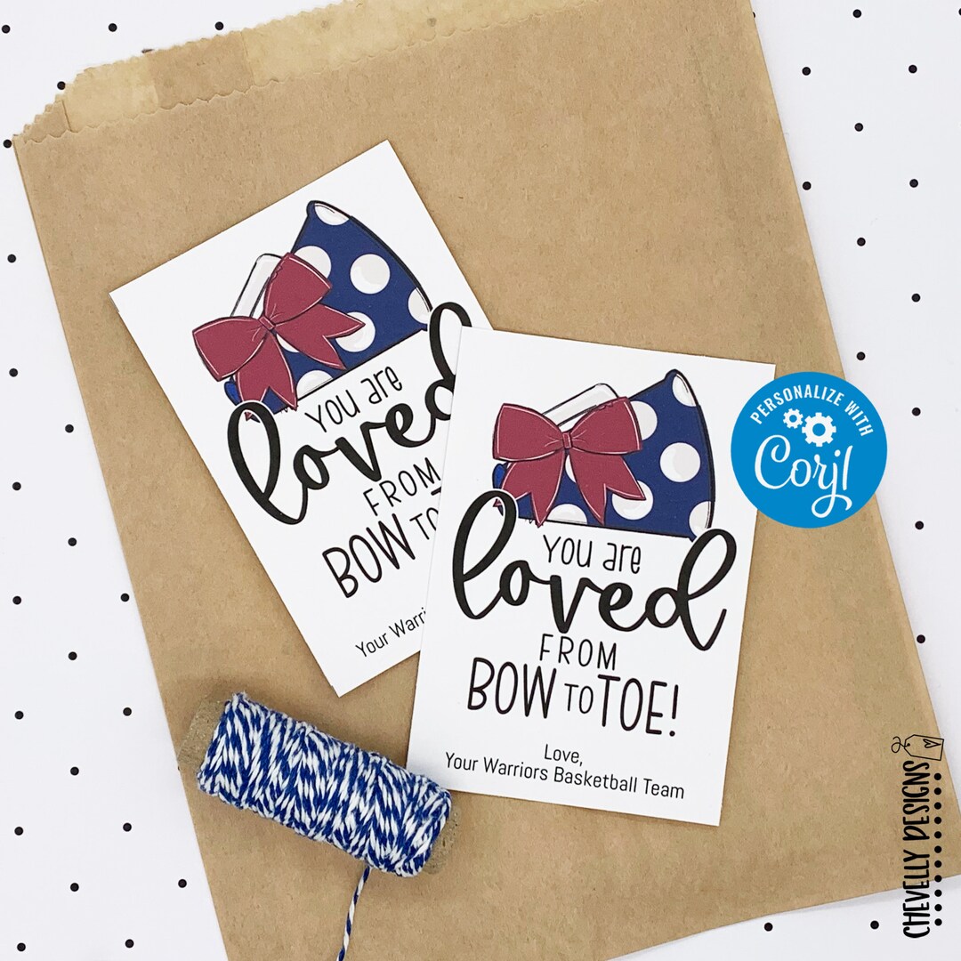 Editable Gift Tags for Cheerleaders Maroon and Navy Cheer Bow Megaphone ...