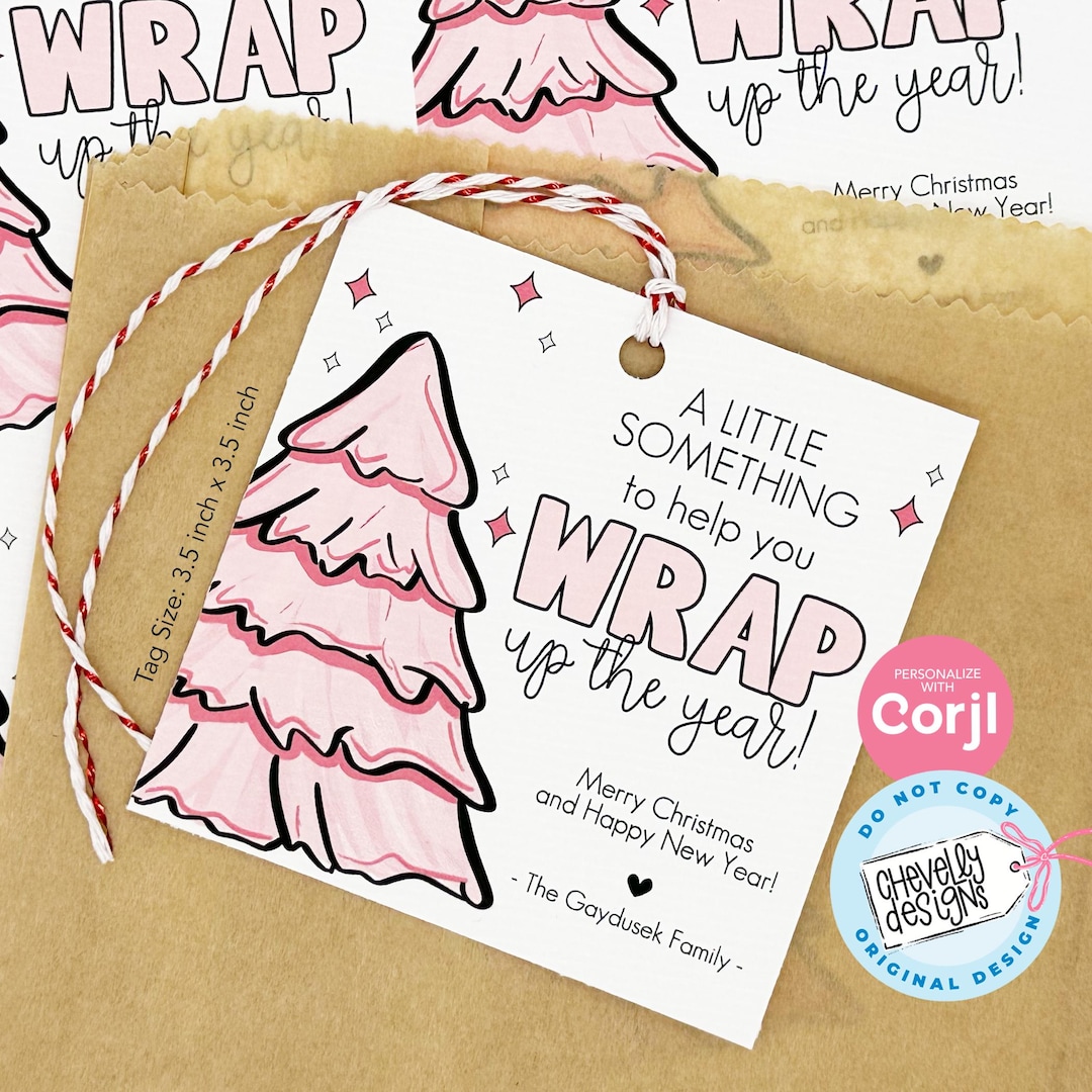 EDITABLE - Wrap up the Year - Pink Christmas Gift Tags for Wrapping ...