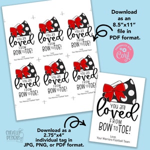 Editable - Gift Tags for Cheerleaders - Red, White, Black Cheer Bow ...