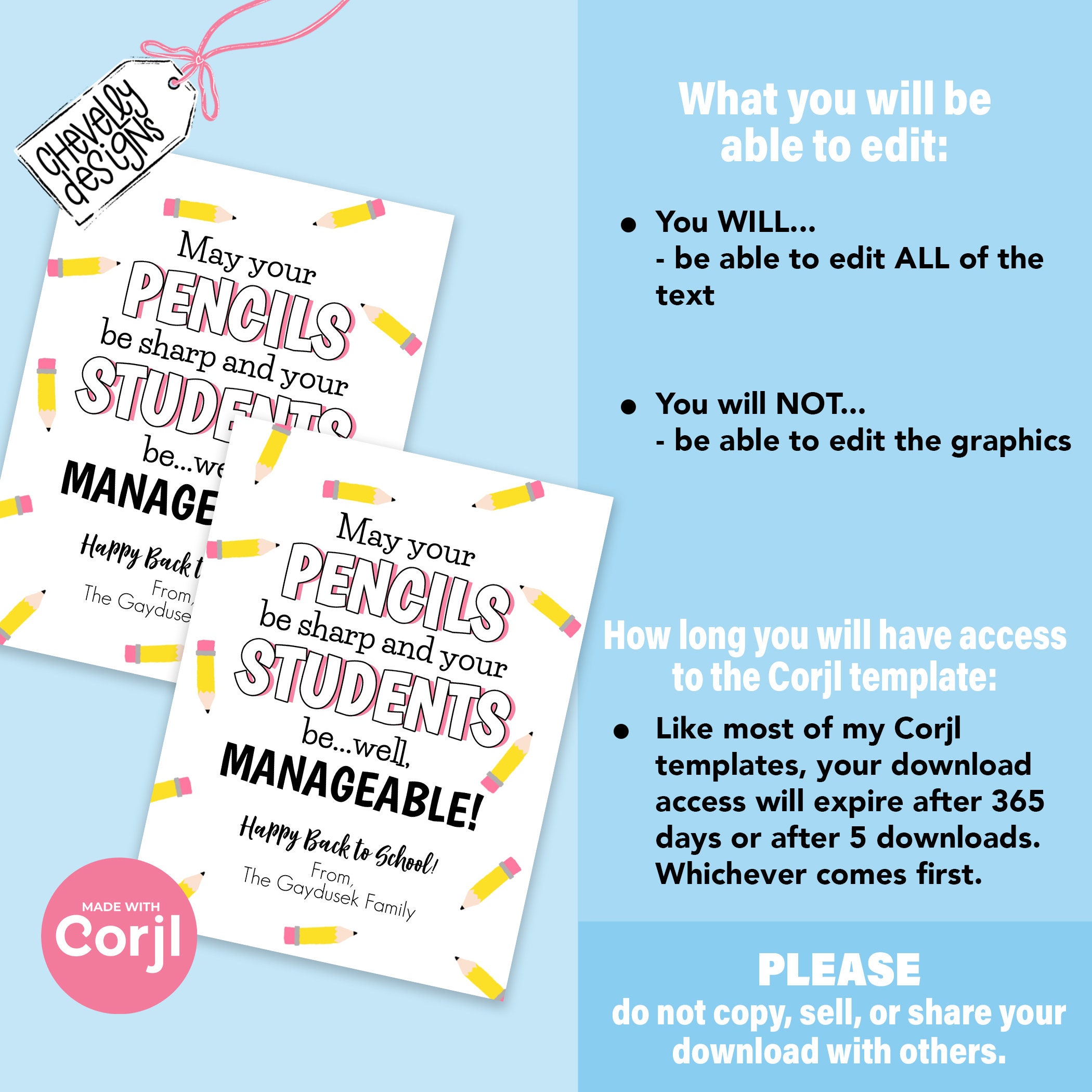 EDITABLE Back to School Gift Tag - May Your Pencils Be Sharp - Funny ...