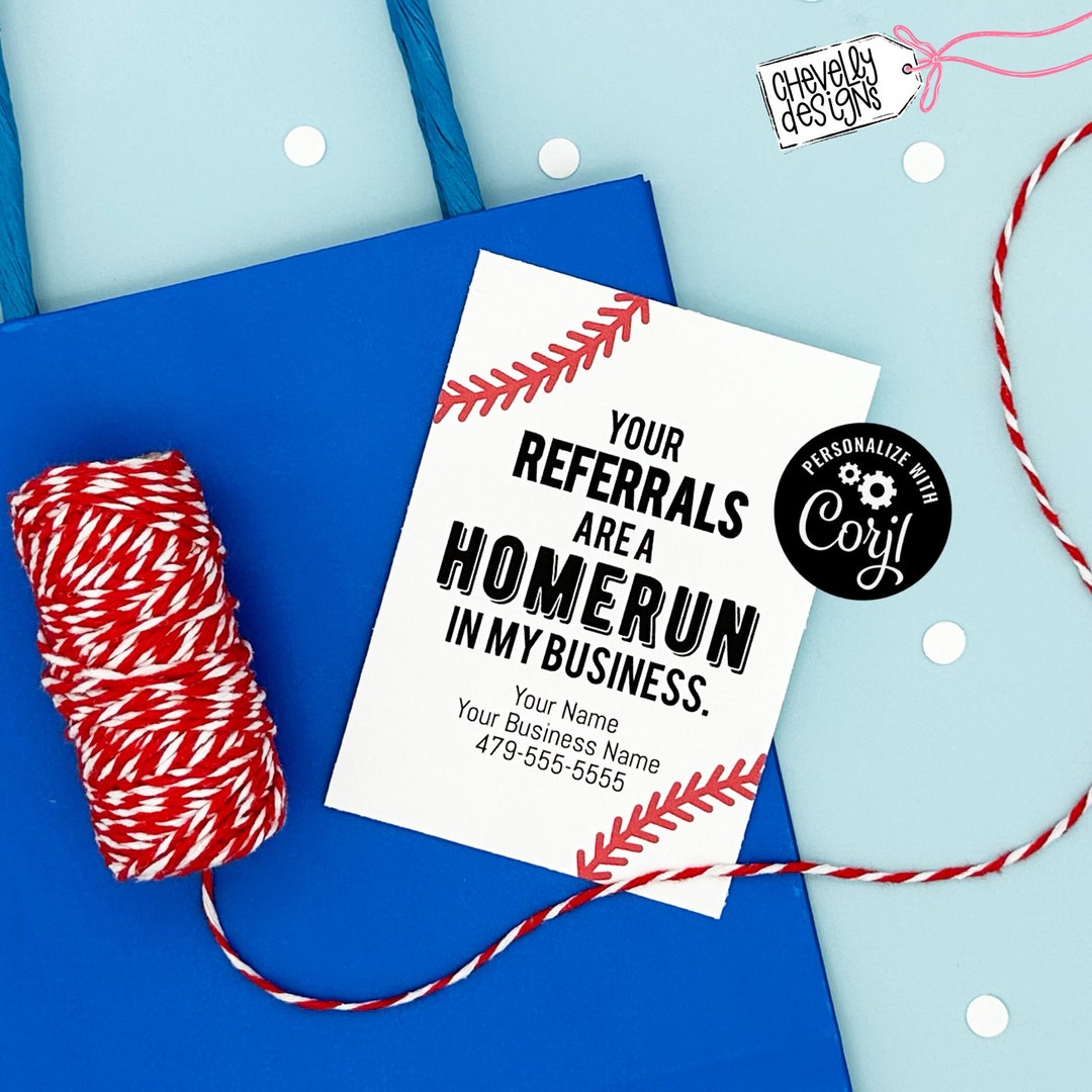 Editable - Baseball Home Run Referral Gift Tags - Printable - Digital ...