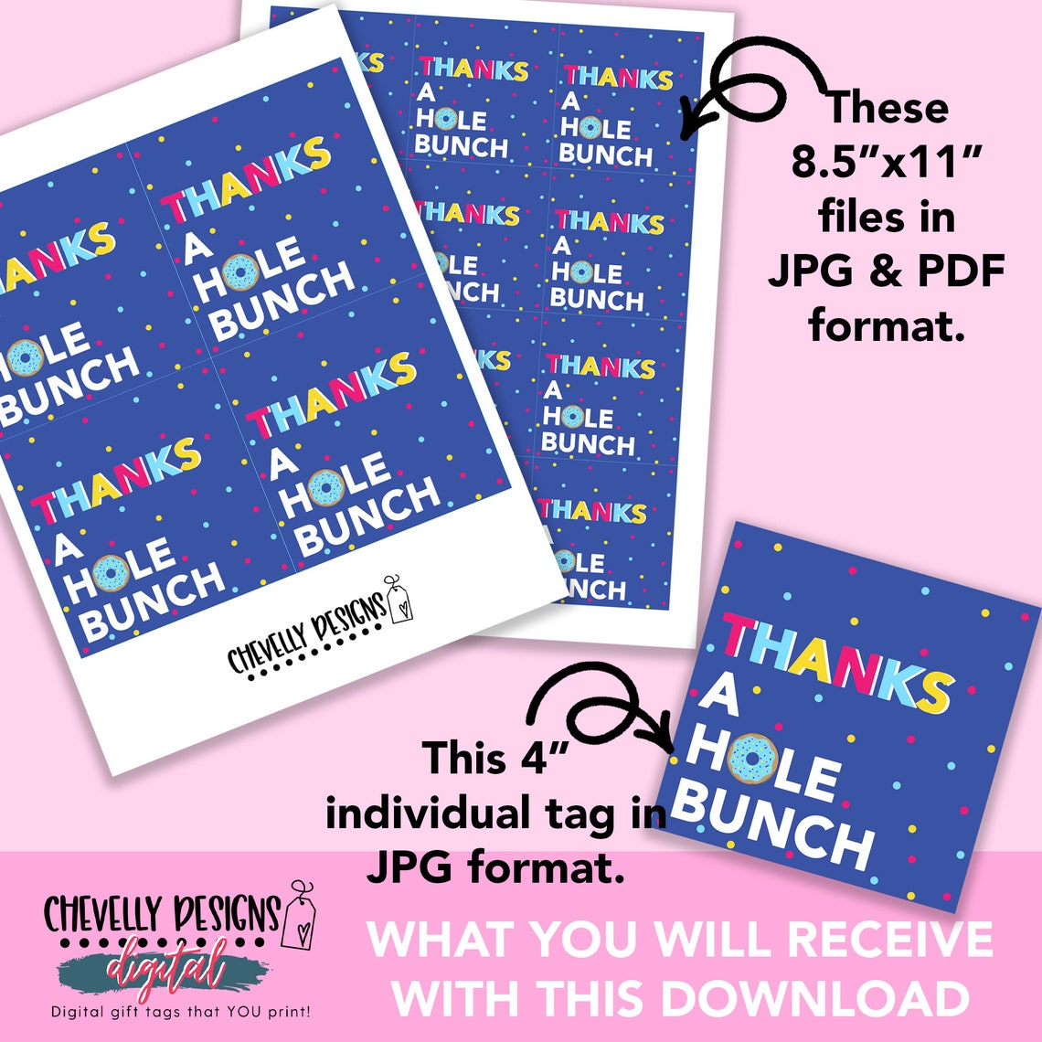 Printable Thanks a Hole Bunch Donut Gift Tags - HT262 - INSTANT ...