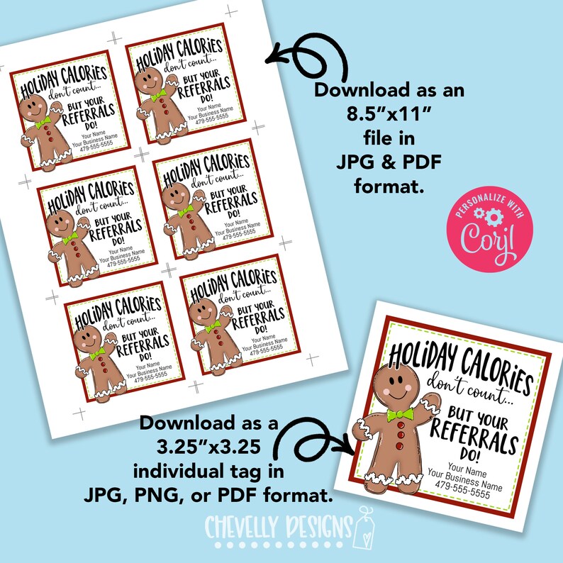 Editable Gingerbread Man Christmas Referral Gift Tags - Etsy