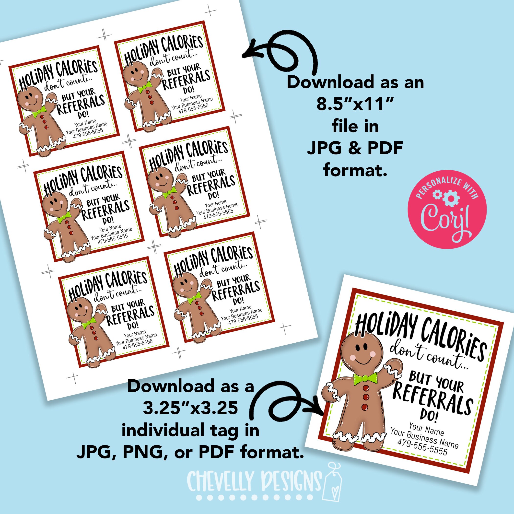 Editable - Gingerbread Man Christmas Referral Gift Tags - Printable ...