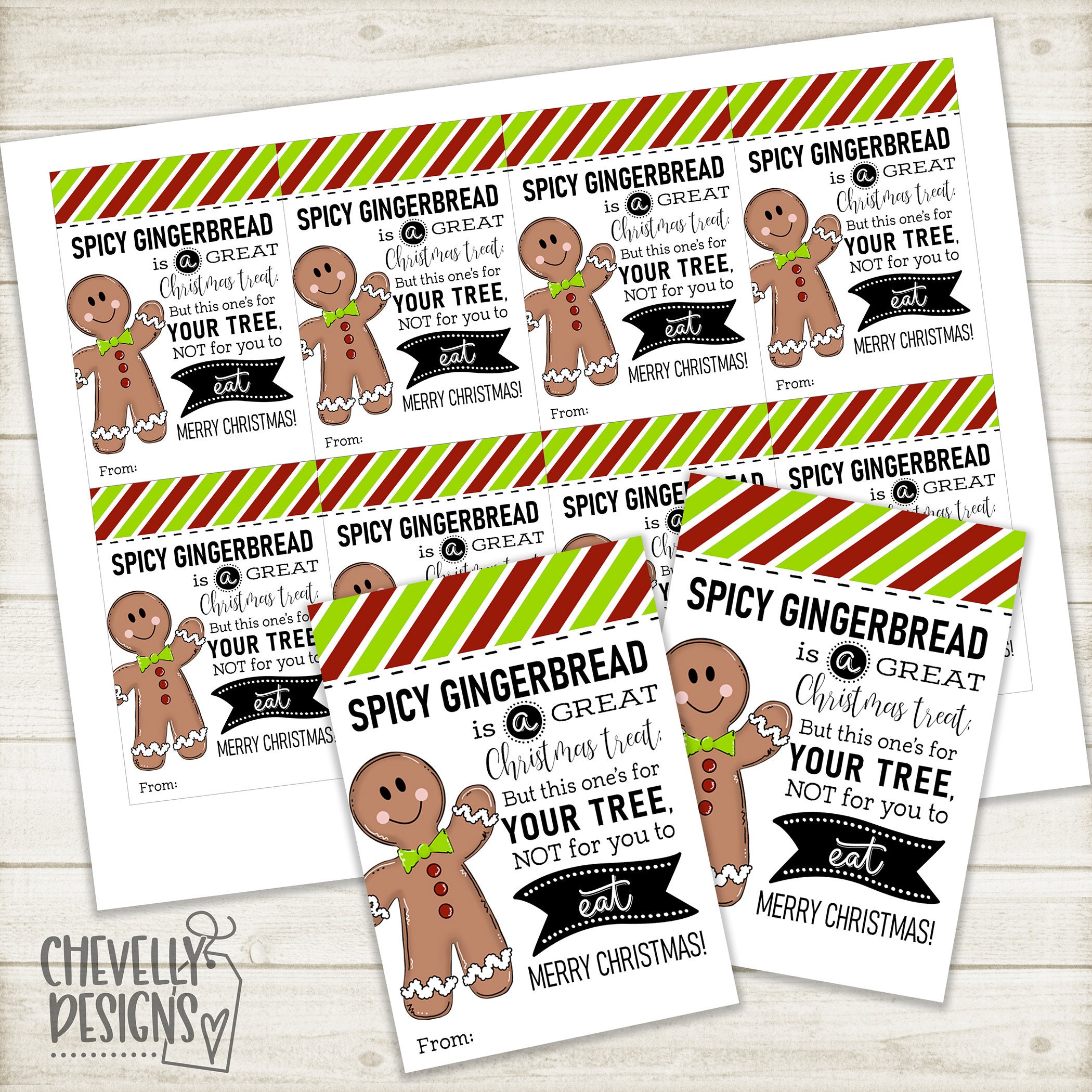 Printable Gingerbread Man Ornament Gift Tags Instant Digital Download ...