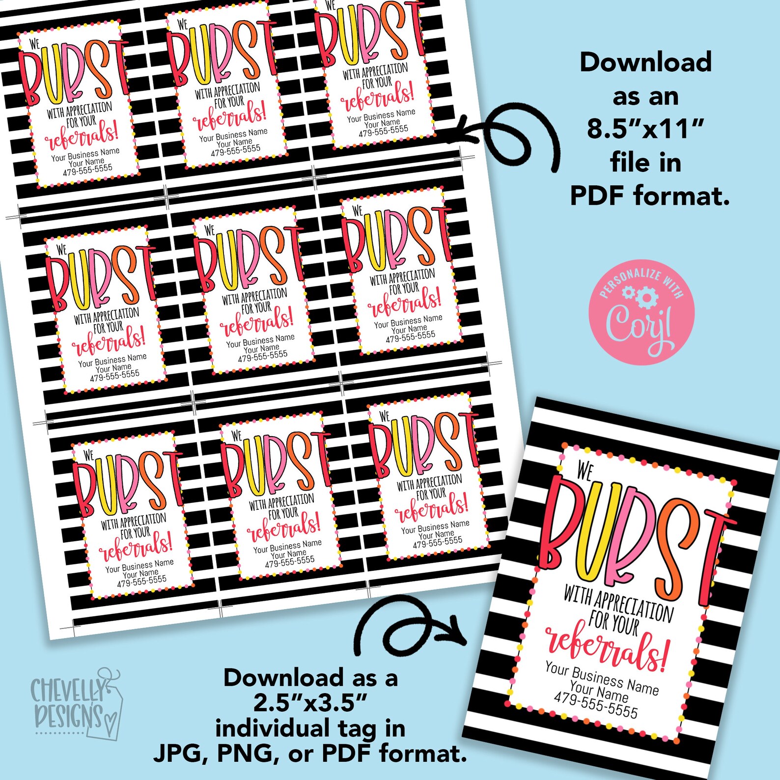 Editable Bursting With Appreciation Starburst Referral - Etsy