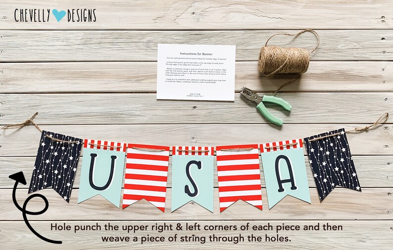 Printable USA Pennant Banner | Instant Digital Download | Kit001d - Etsy