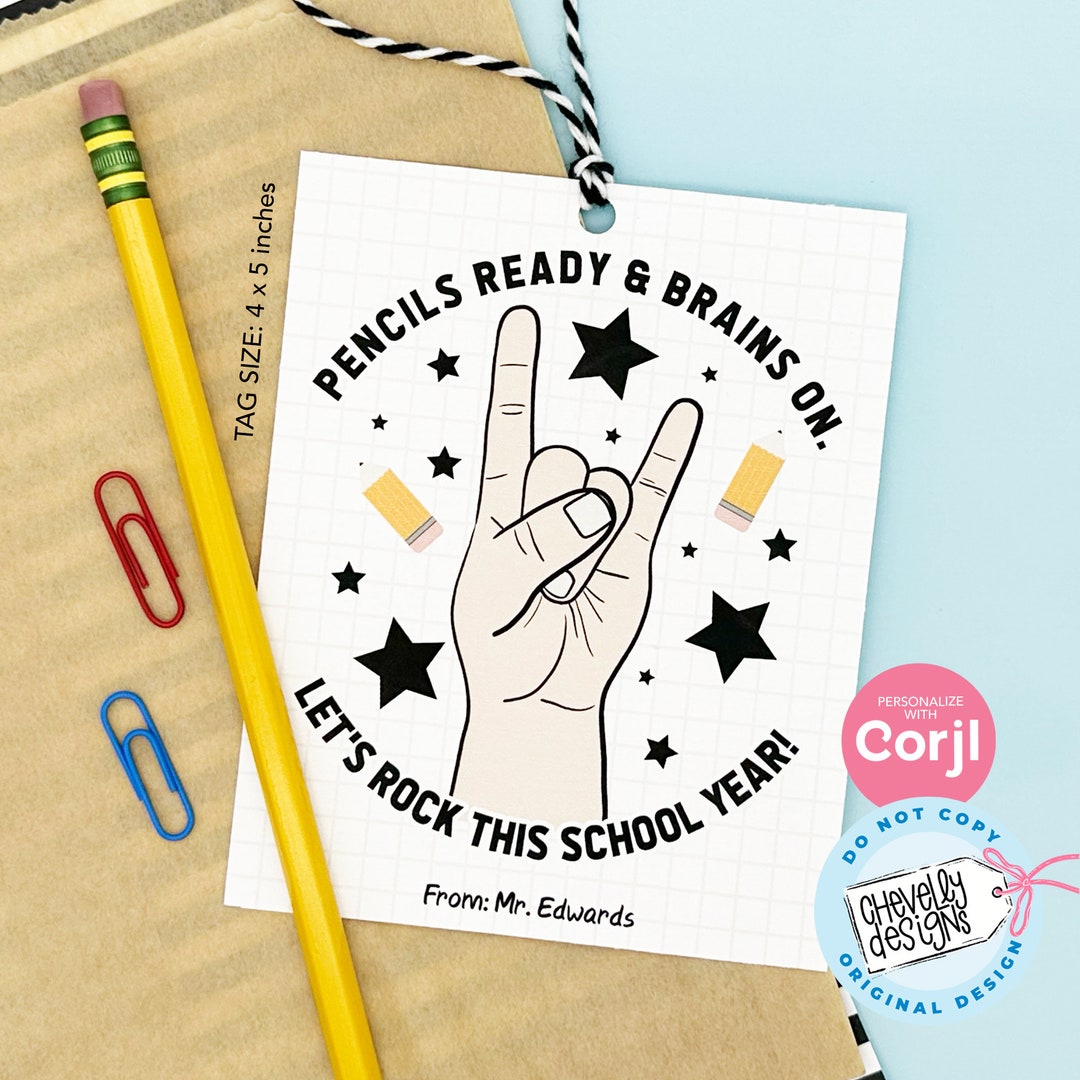 EDITABLE Back to School Gift Tag - Let's Rock This School Year ...