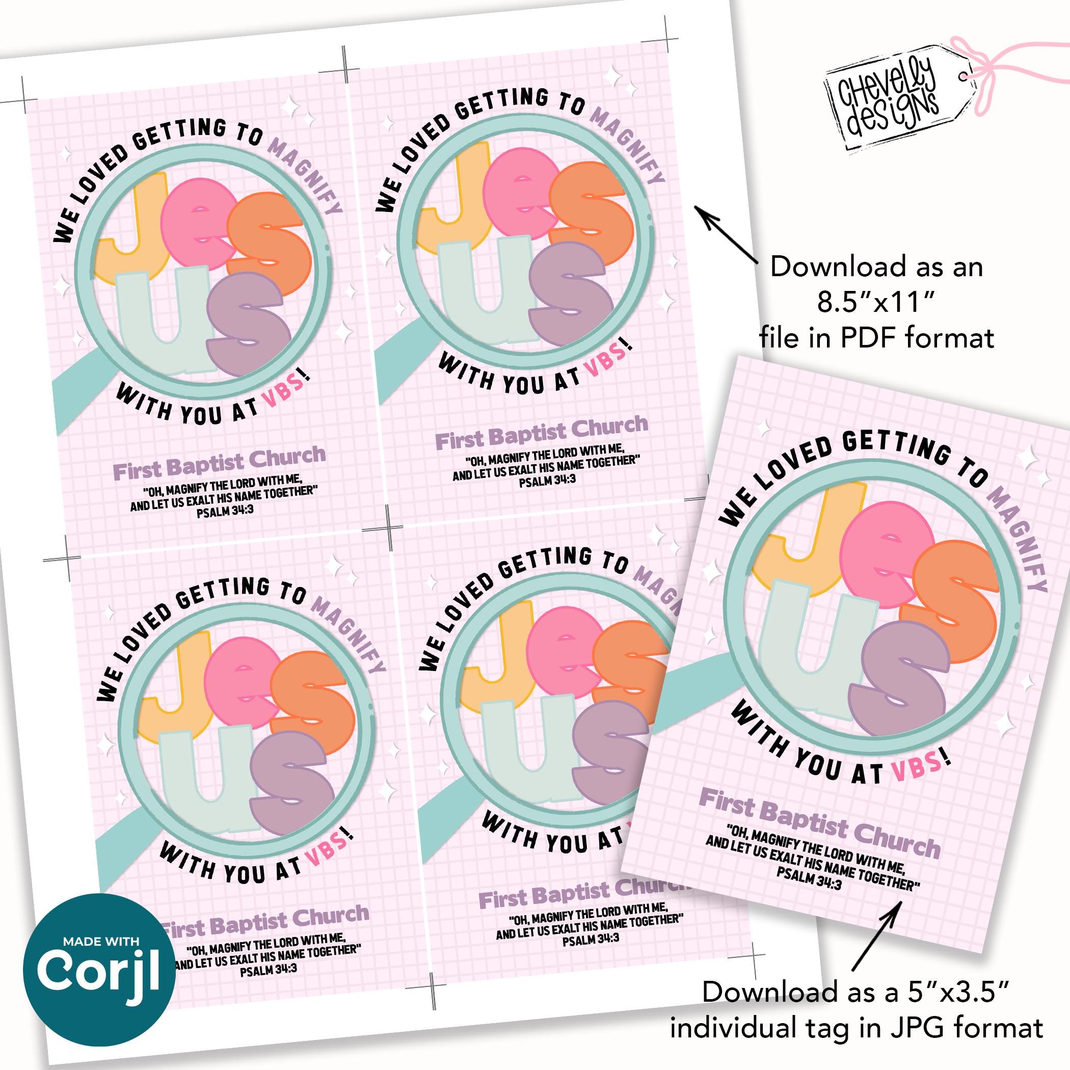 Editable VBS Gift Tags Printable – Magnifying Jesus Theme – Vacation ...