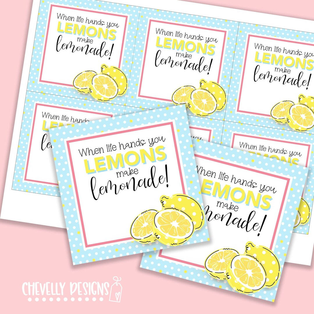 Printable Lemons Make Lemonade Gift Tags - Instant Digital Download ...