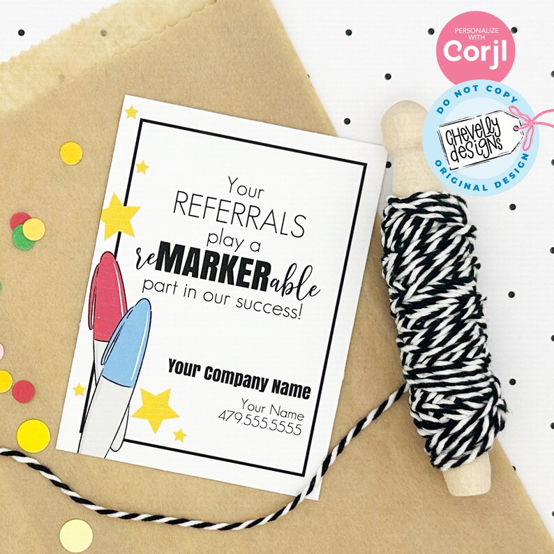 Editable Marker Referral Gift Tags - Your Referrals Play a Remarkerable ...
