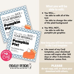 EDITABLE - Your Referrals Are Sweeter Than Pumpkin Pie - Business Gift ...