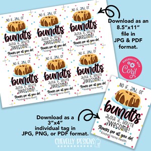 Editable - No If and or Bundts Appreciation Gift Tags - Printable Gift ...