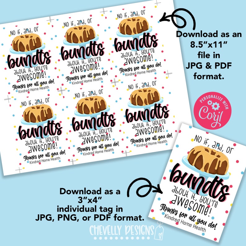 Editable - No If and or Bundts Appreciation Gift Tags - Printable Gift ...