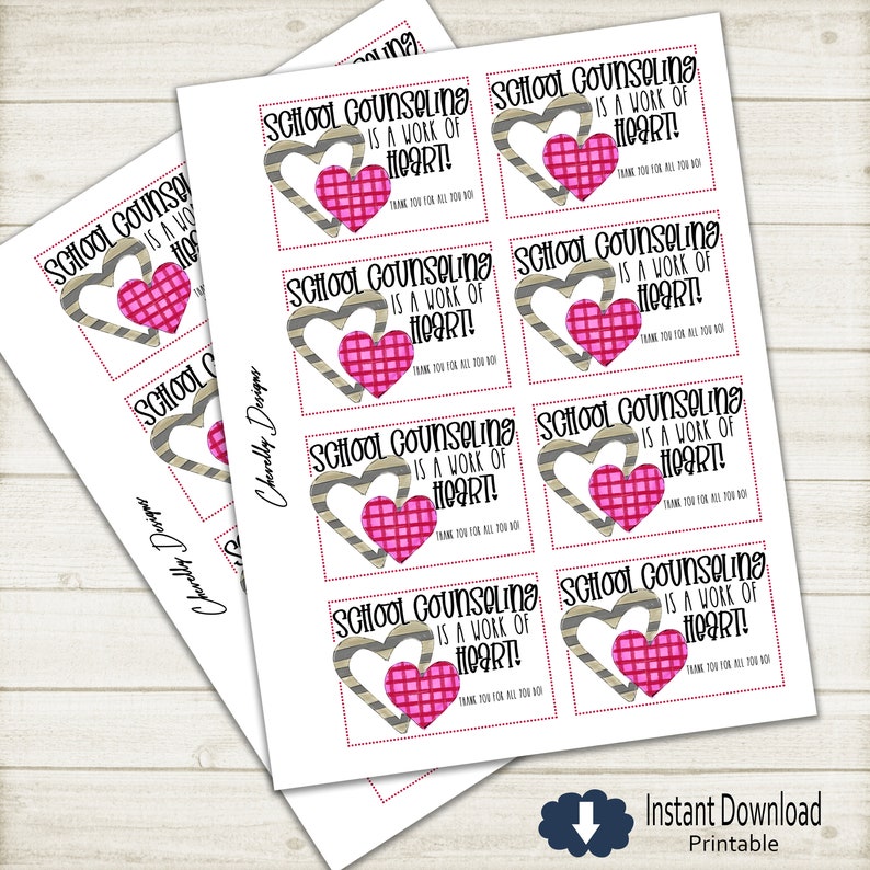 School Counselor Appreciation Tags Printable Digital File - Etsy