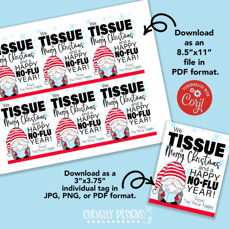 Editable We Tissue a Merry Christmas Gnome Gift Tags - Etsy