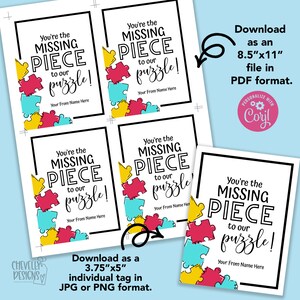 EDITABLE - You're the Missing Piece to Our Puzzle - Staff Appreciation ...