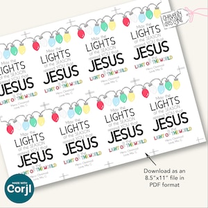 EDITABLE Christmas Gift Tags- Jesus Light of the World, Printable ...