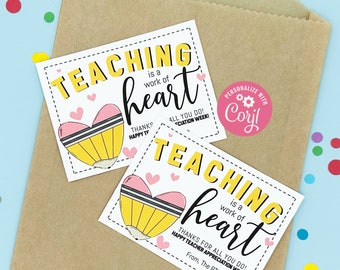 Teaching is a Gift of Heart Printable Tags - Etsy