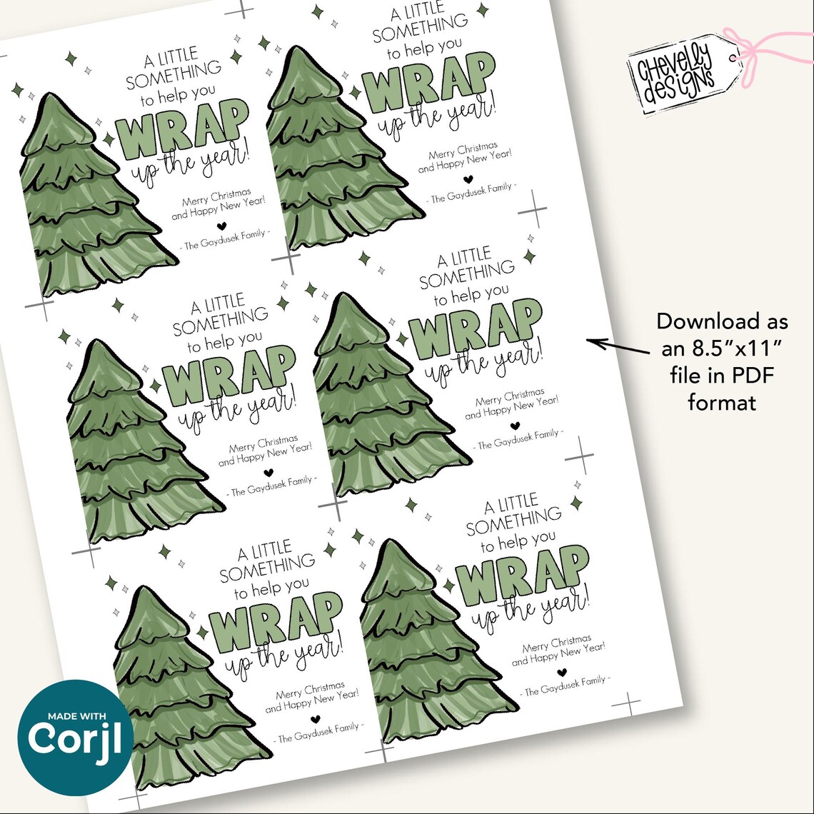EDITABLE - Wrap up the Year - Christmas Gift Tags for Wrapping Paper ...