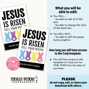 Editable - Jesus is Risen, Resurrection Easter Gift Tags - Printable ...
