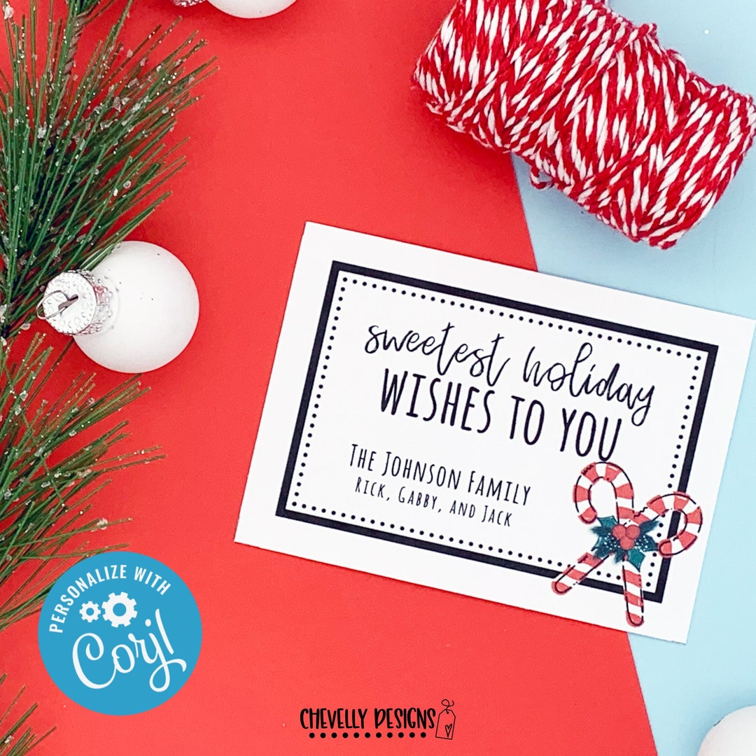 Editable Digital File - Sweetest Holiday Wishes - Printable Candy Cane ...