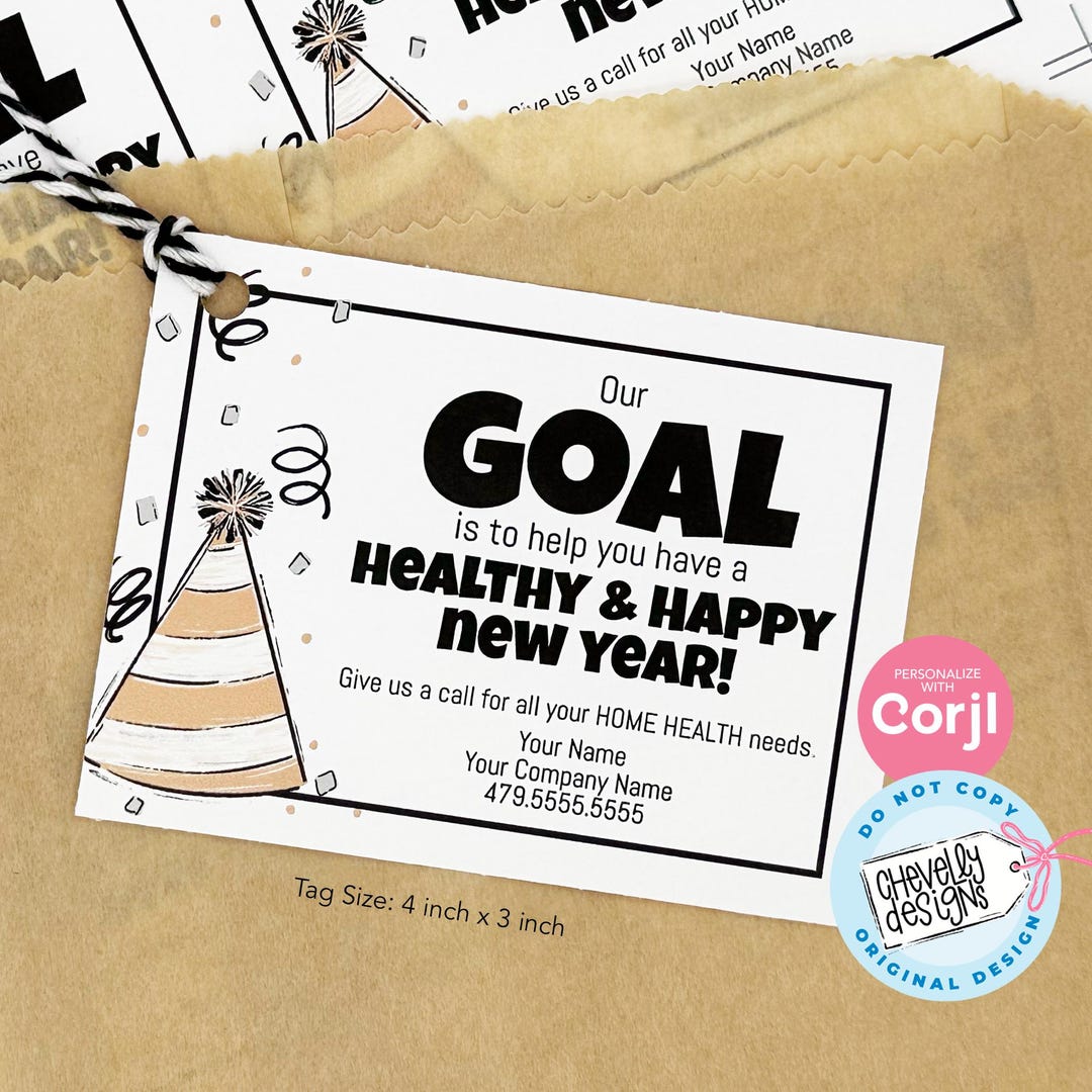 Editable - Our Goal Healthy Happy New Year - Referral Marketing Gift ...