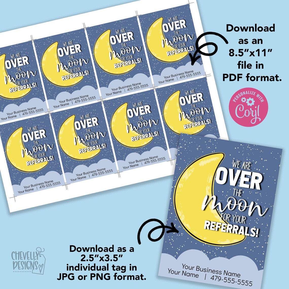 EDITABLE We Are Over the Moon Business Referral Gift Tags - Etsy