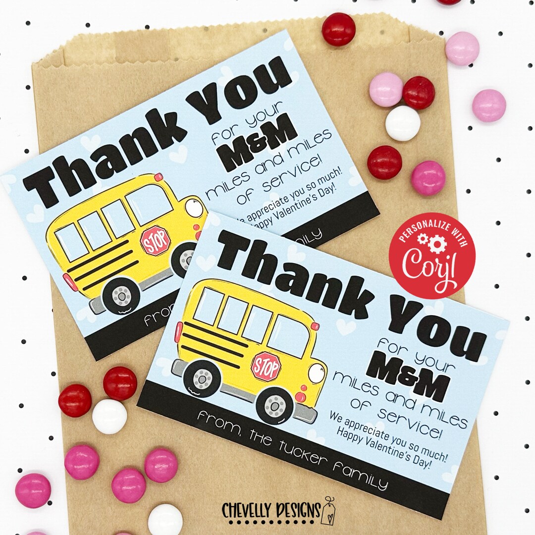 EDITABLE Thank You for Your Service Bus Driver Appreciation Gift Tags ...