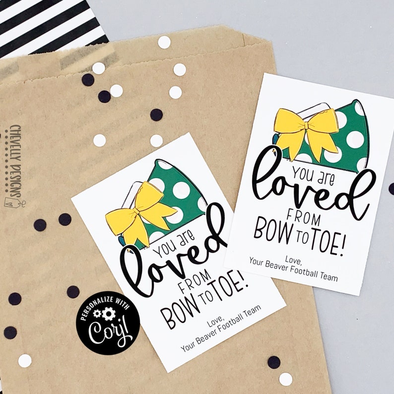 Editable Gift Tags for Cheerleaders Yellow Gold and Green - Etsy