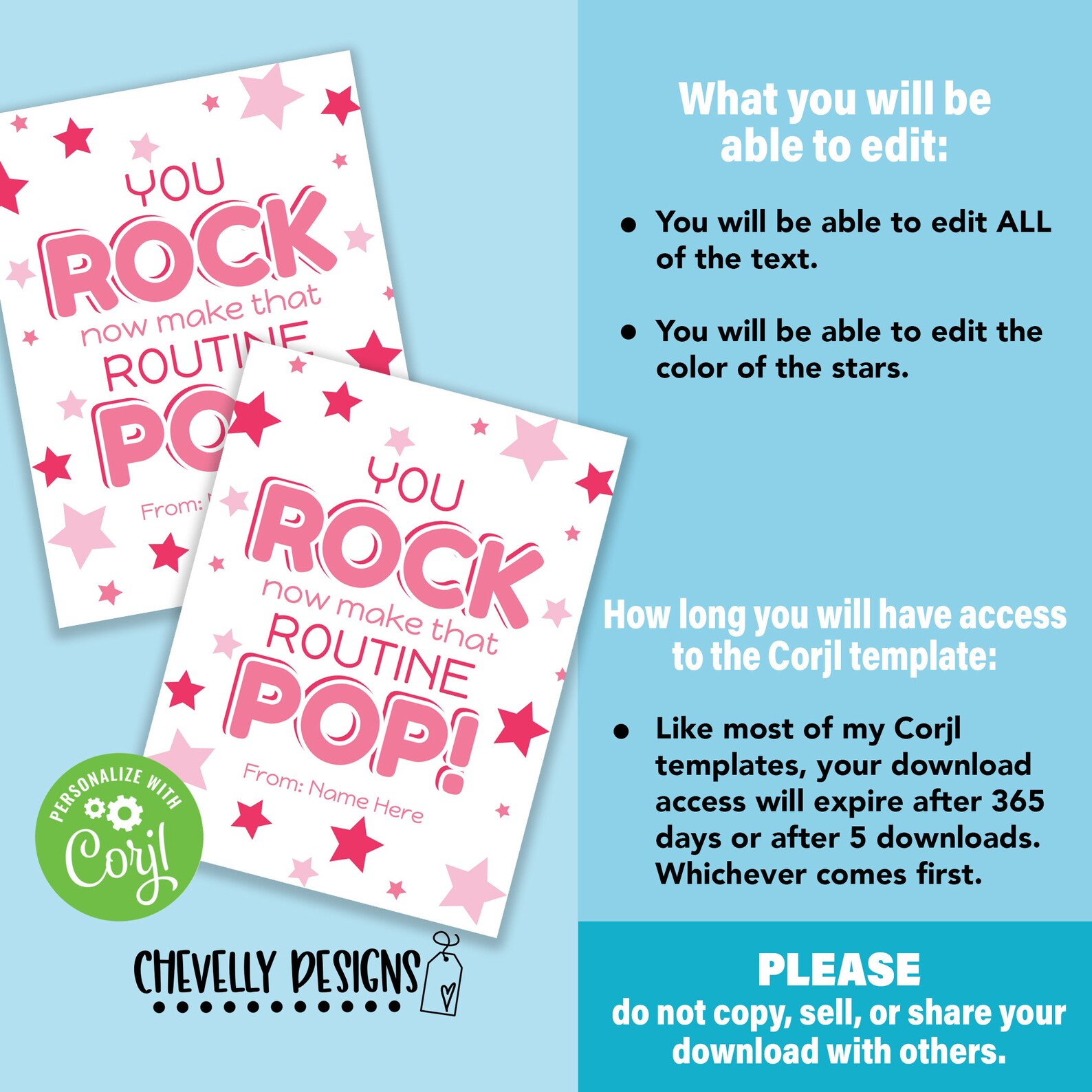 EDITABLE You Rock Now Make That Routine Pop Gift Tags for - Etsy