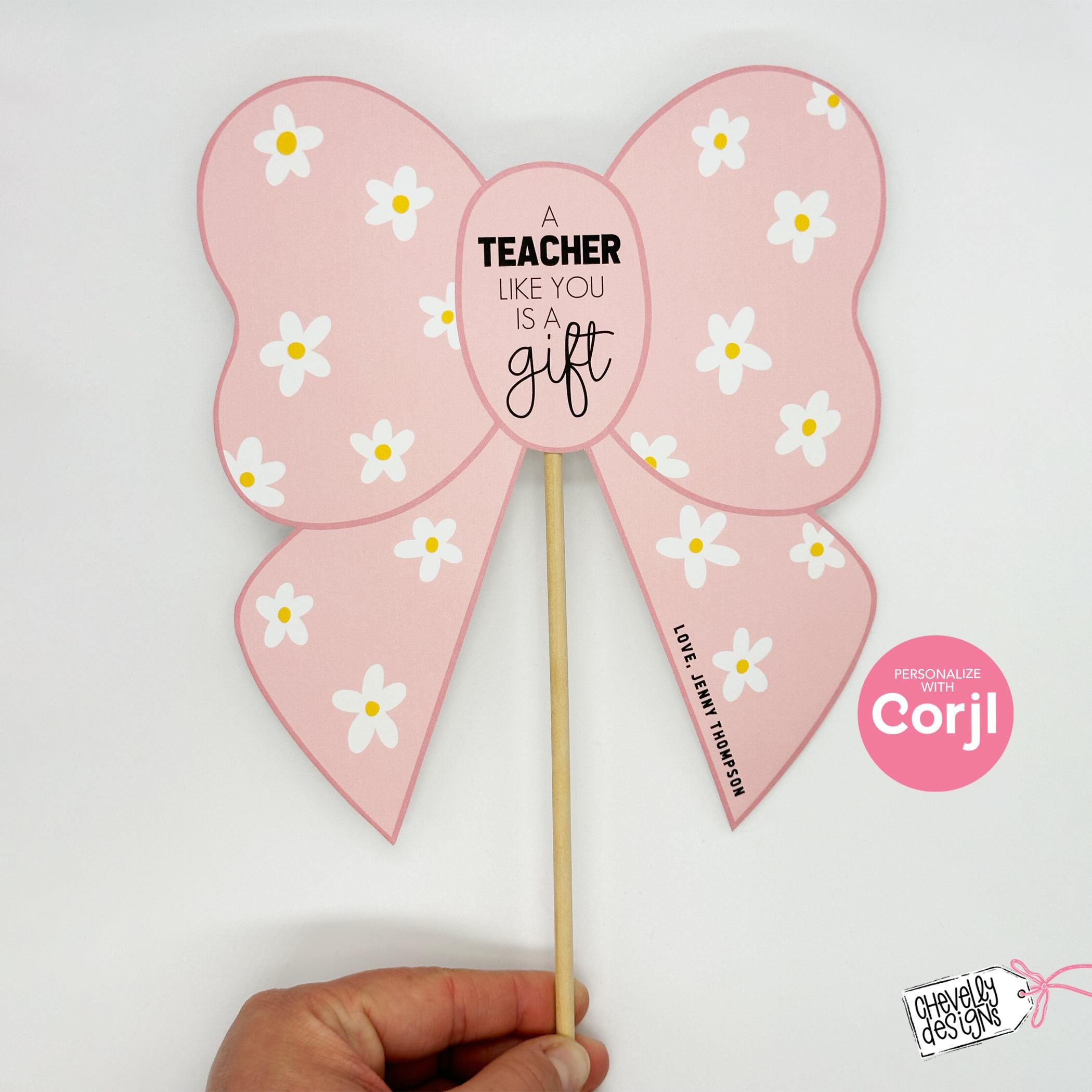 Editable, Printable Teacher Appreciation Bow Gift Tag or Gift Card ...
