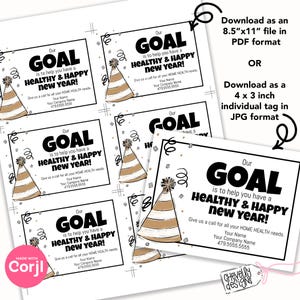 Editable - Our Goal Healthy Happy New Year - Referral Marketing Gift ...