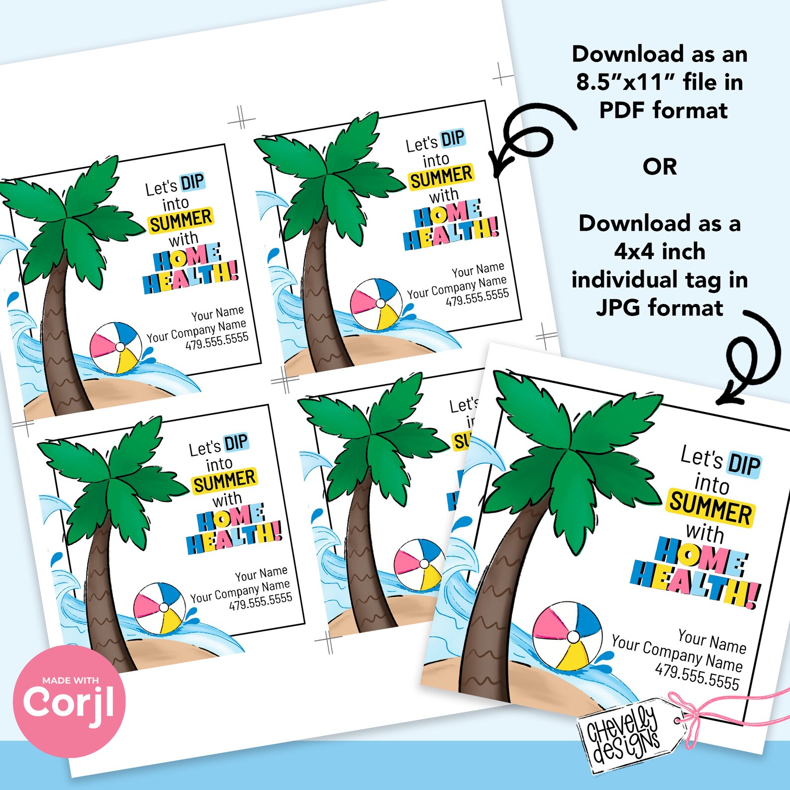 EDITABLE - Dip Into Summer With Home Health - Chips and Dip Gift - Palm ...