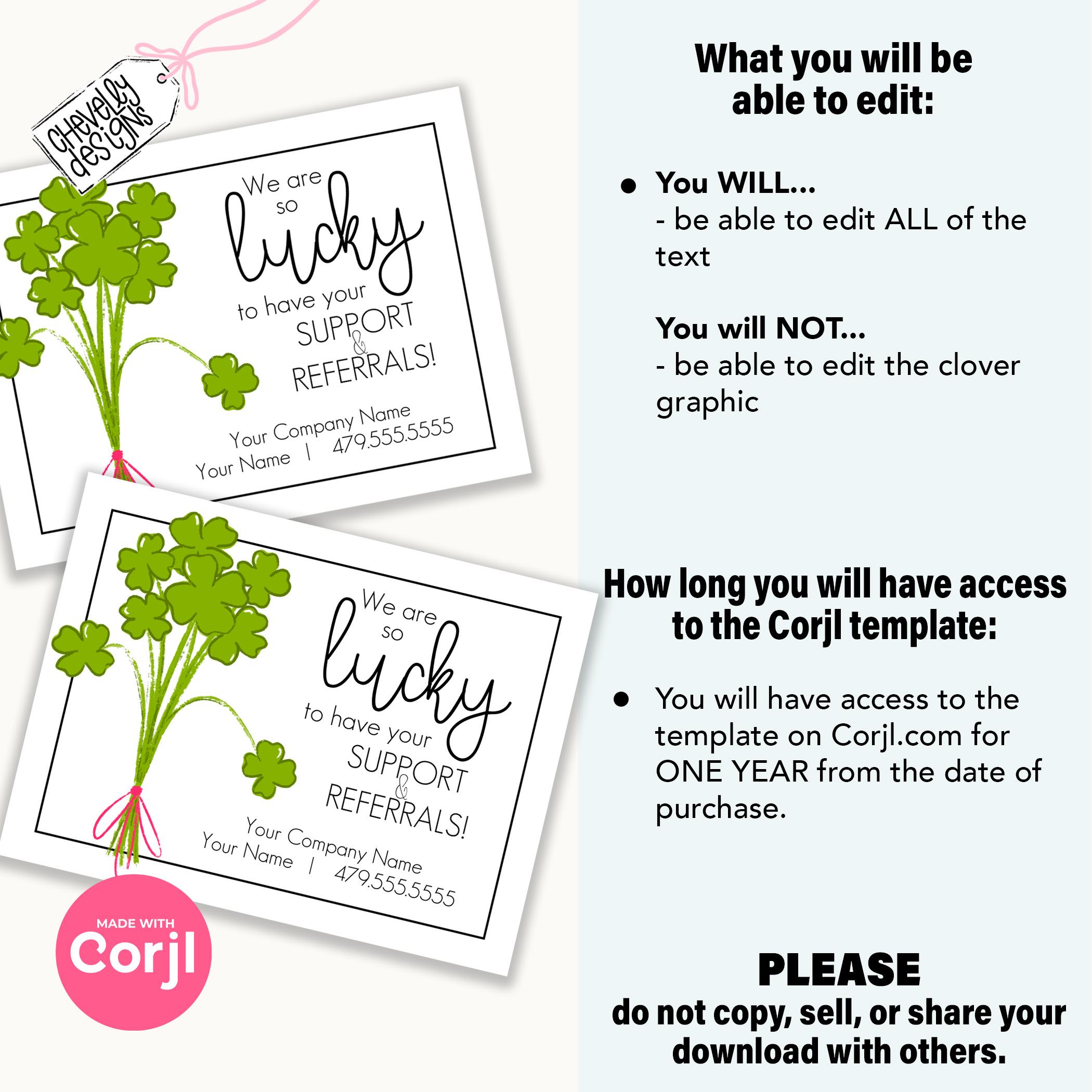 Editable Printable Referral Gift Tags, so Lucky to Have Your Support ...