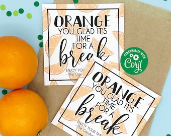 PRINTABLE Orange You Glad It's Summer Orange Gift Tag Mandarin Orange ...