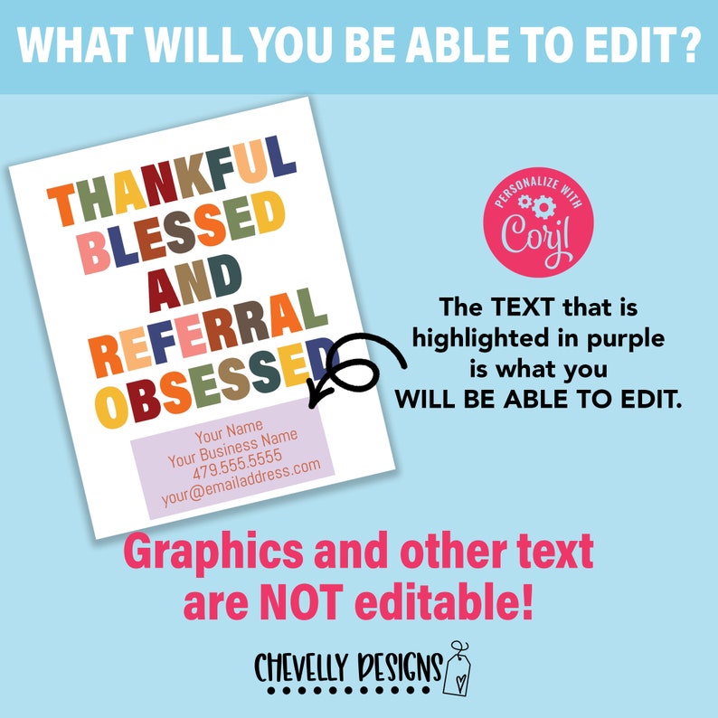 Editable Digital File Thankful Blessed Referral Obsessed - Etsy