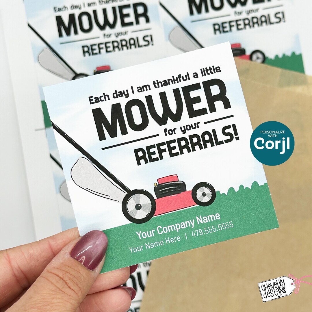EDITABLE - Printable Referral Gift Tags, Thankful Mower Summer ...
