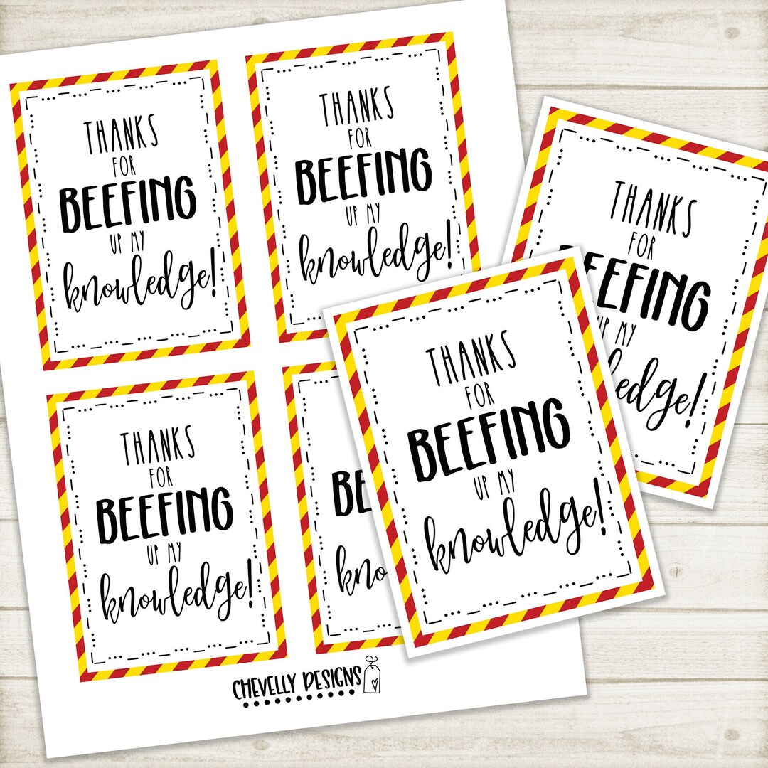 Printable Beef Jerky Gift Tags for Teacher Appreciation Gifts | Instant ...