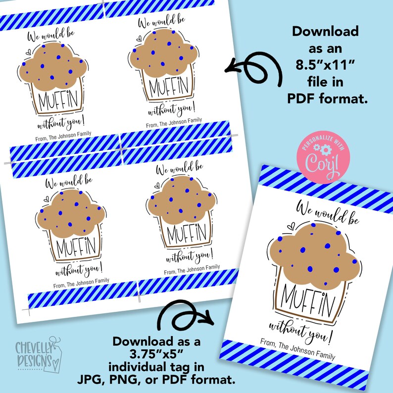 Editable MUFFIN Appreciation Gift Tags Printable Digital - Etsy