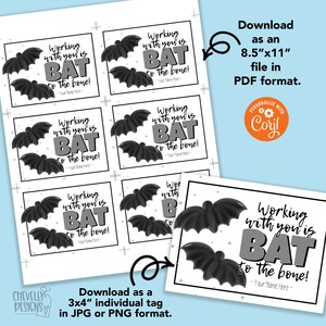 EDITABLE - Working With You is Bat to the Bone - Halloween Staff ...