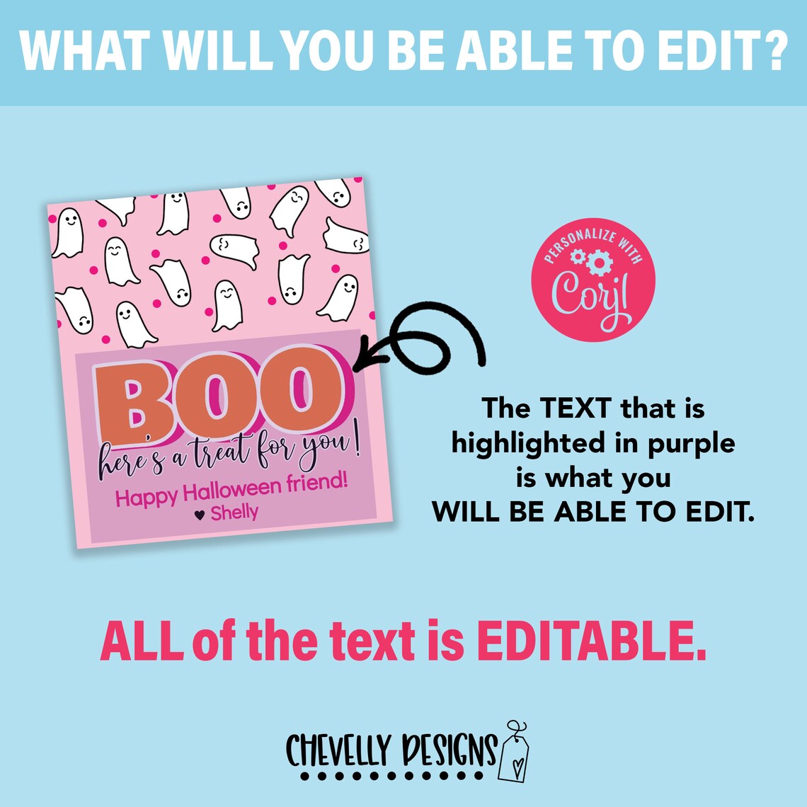 EDITABLE - Boo Here's a Treat for You - Halloween Ghost Gift Tags ...