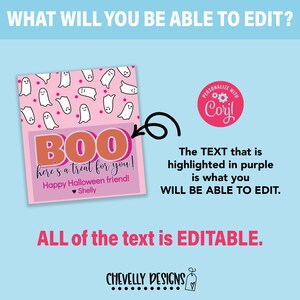 EDITABLE - Boo Here's a Treat for You - Halloween Ghost Gift Tags ...