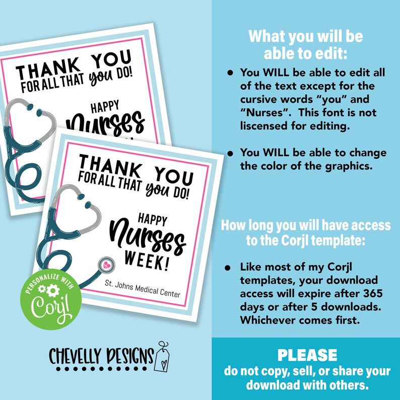 Editable Nurses Week Nurse Appreciation Gift Tags - Etsy