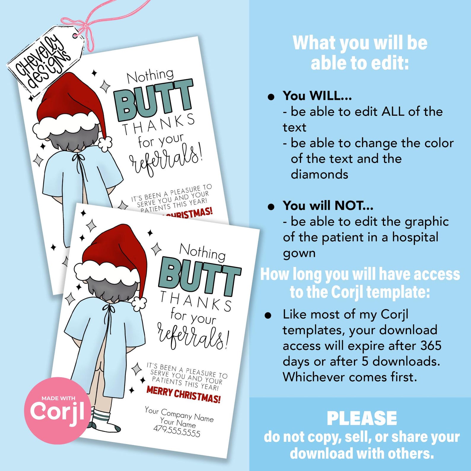 EDITABLE Christmas Referral Tags - Nothing Butt Thanks Patient in ...