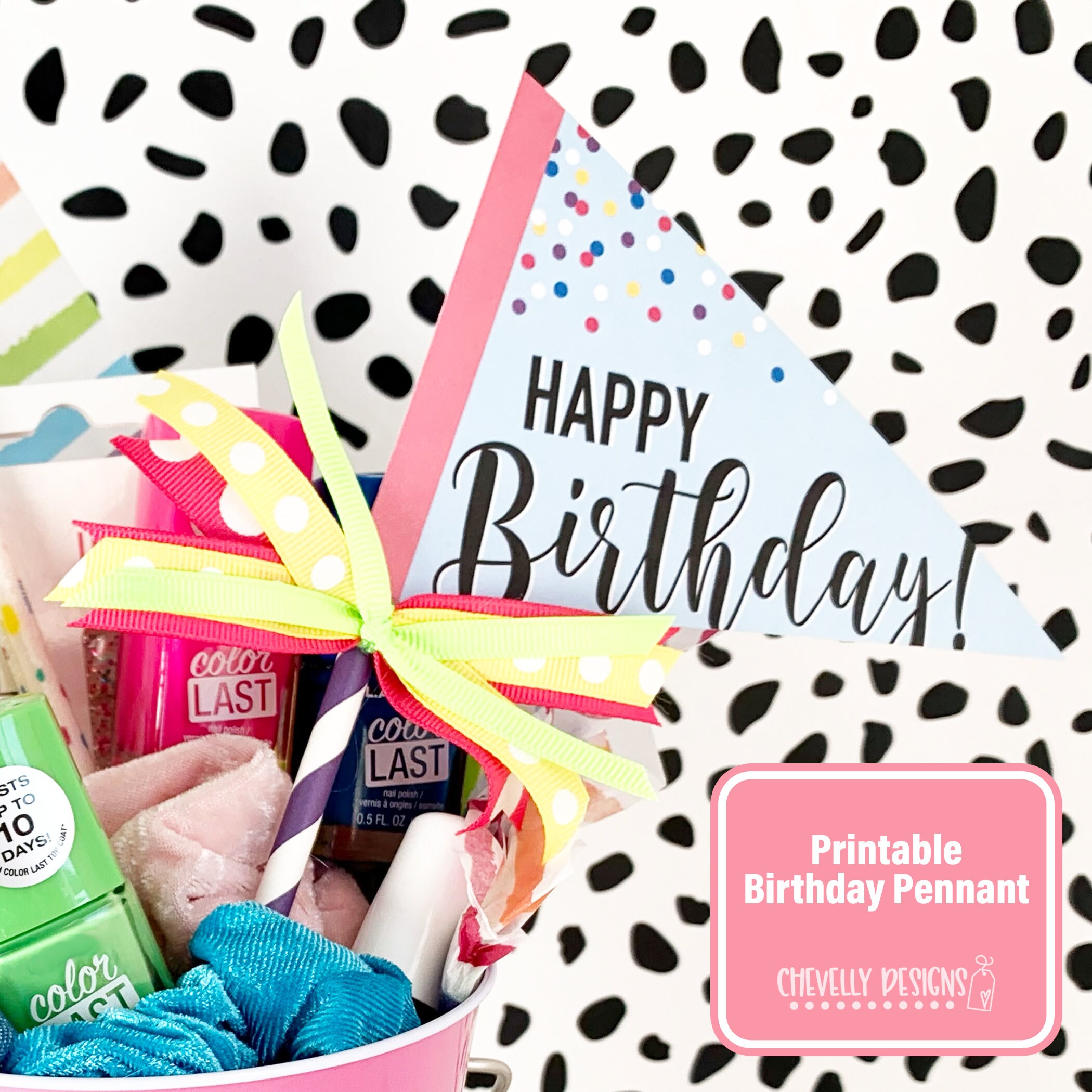 Printable Confetti Happy Birthday Pennant - DIGITAL FILE - BNR001 - Etsy