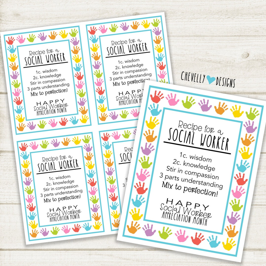Recipe for a Social Worker Gift Tags | Printable - Instant Digital File ...