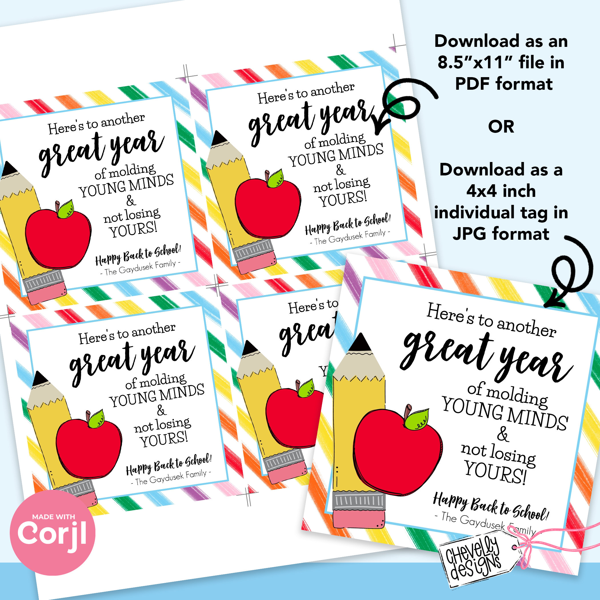EDITABLE Back to School Gift Tag - Molding Minds and Not Losing Yours ...